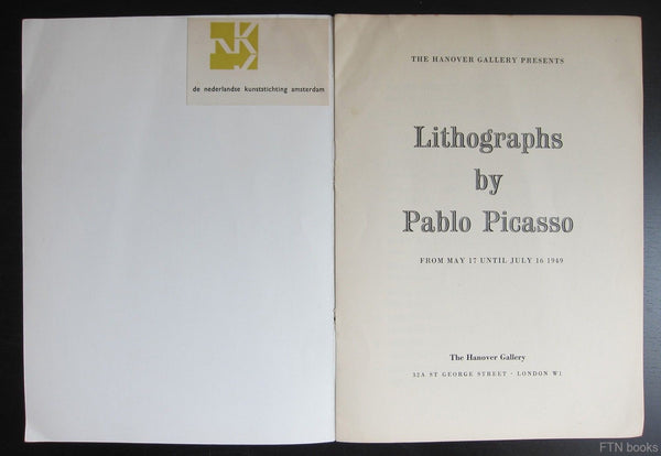 The Hanover Gallery Lithographs By Pablo Picasso 1949 Vg Ftn Books