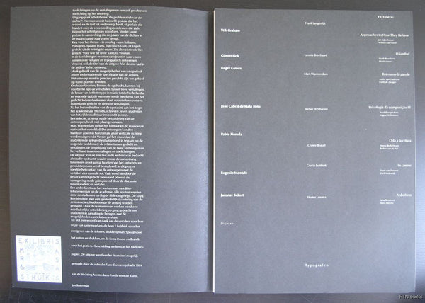 dutch typography # TYPOGRAFEN # Lebbink/Warmerdam ao, 1986, mint- – ftn ...