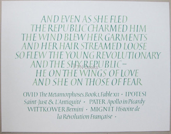 Ian Hamilton Finlay # AND EVEN AS SHE FLED .....# original print, 1990 ...