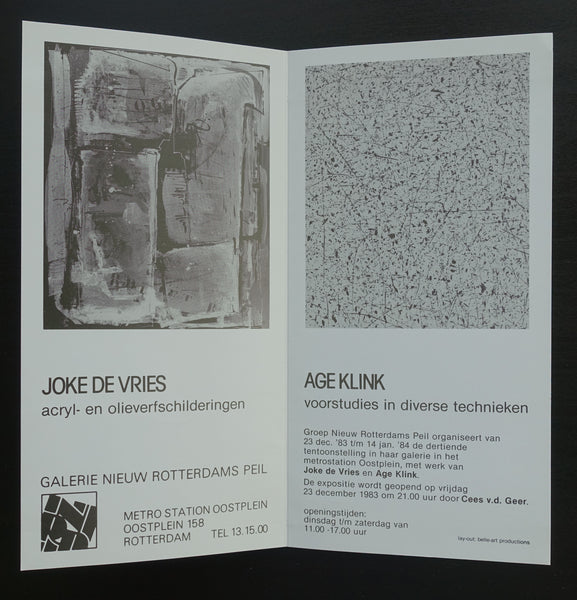 galerie Nieuw Rotterdams Peil # AGE KLINK EN JOKE DE VRIES #invitation ...